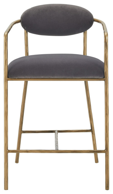 Modrest Baird Modern Grey Velvet, Brass Counter Chair - Contemporary ...
