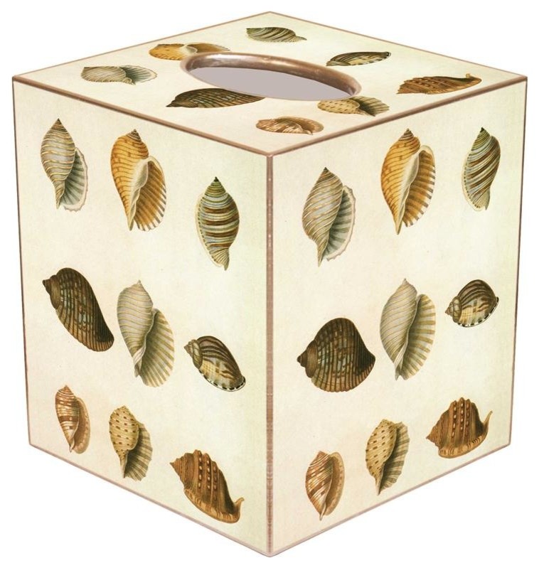 TB398-Pale Shells Tissue Box Cover - Beach Style - Tissue Box Holders ...