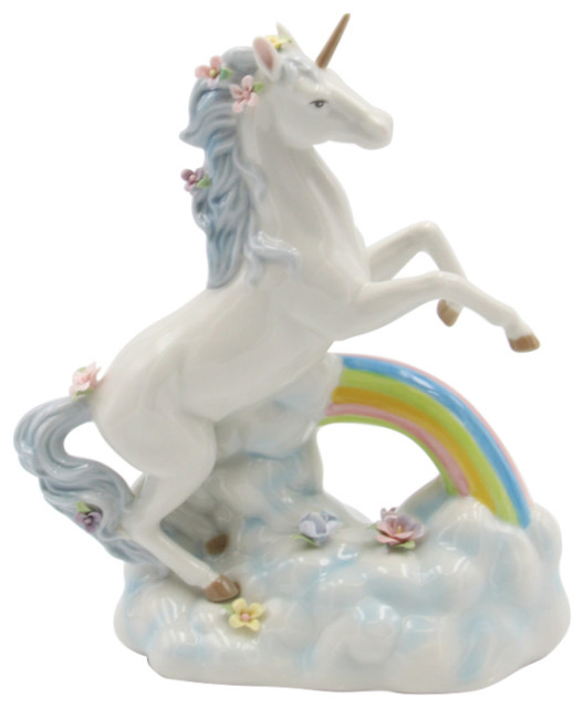 Unicorn Over the Rainbow Musical Figurine - Contemporary - Decorative ...