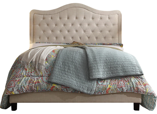 Aurora Queen Upholstered Panel Bed, Queen - Transitional - Platform ...