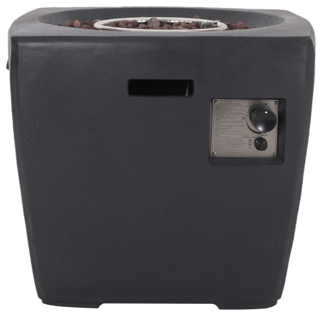 Andreson Outdoor 40,000 BTU Lightweight Concrete Square Fire Pit, Dark ...