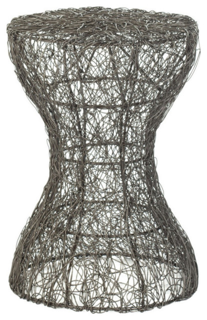 Aggie Woven Wire Accent Table, Antique Zinc - Industrial - Side Tables ...