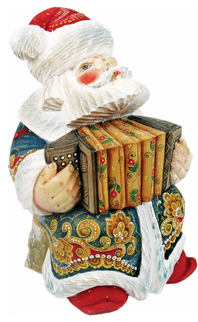 Musician Accordian Santa Claus Artistic Wood Carved Sculpture ...