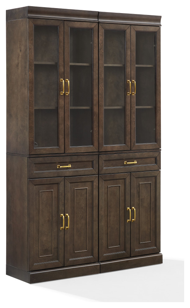 Stanton 2Pc Glass Door Kitchen Storage Pantry Cabinet Set, 2 Pantries ...