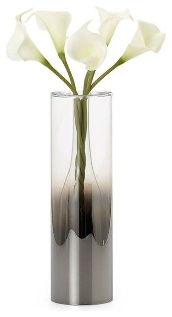 Torre & Tagus Smoke Mirror Glass Droplet Cylinder Vase, 12 ...