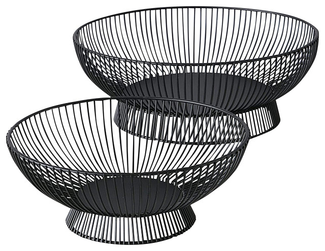 Round Wire Basket Bowls, Set of 2 - Industrial - Decorative Bowls - by ...