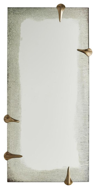 Edged Mirror, Plain Mirror, Antiqued Mirror Border, Antique Brass, 23"W ...