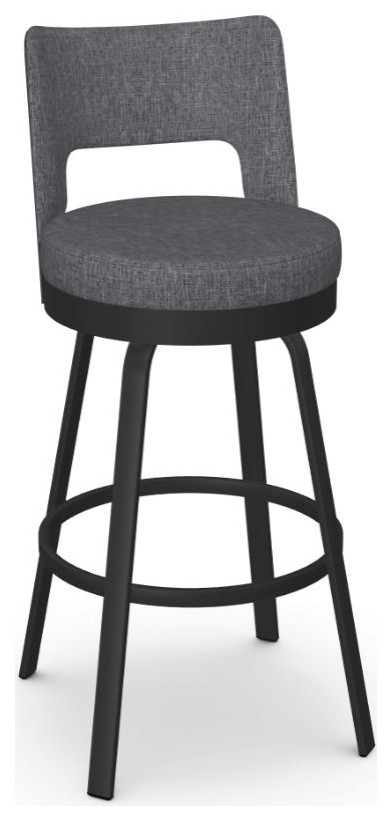 Black Swivel Metal Frame Barstool, Counter Height - Transitional - Bar ...