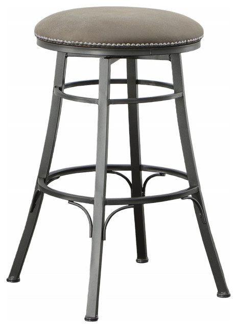 Bali Backless Swivel Bar Chair Grey, Bar Stool - Industrial - Bar ...