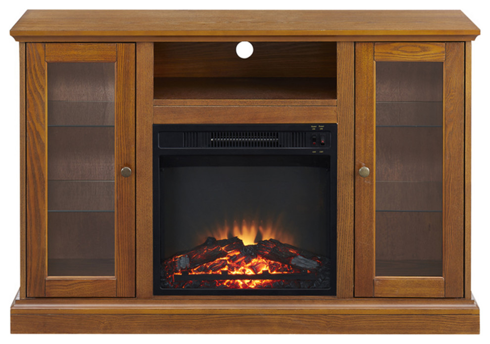 46-inch Freestanding Electric Fireplace with Storage Space ...