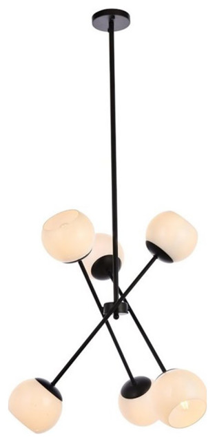 Living District Axl 6-Light Mid-Century Metal Pendant in Black and ...
