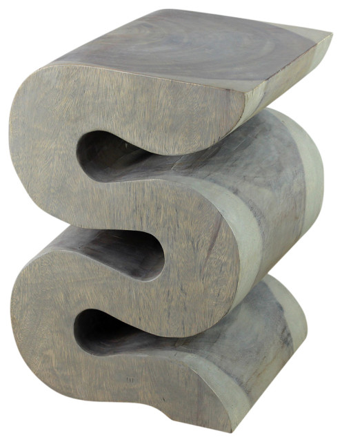 Haussmann Wood Big Wave Verve Accent Snake Table, 14x14x20, Agate Grey ...