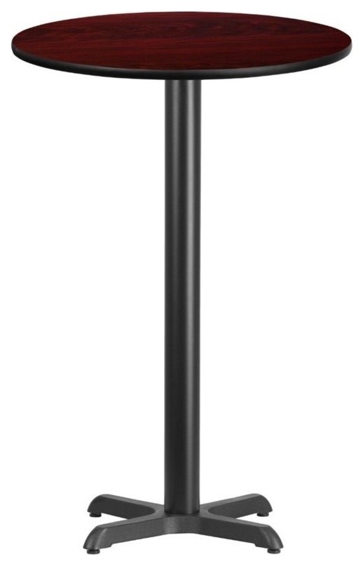 Bowery Hill Contemporary Iron/Wood Round Restaurant Bar Table in Black ...