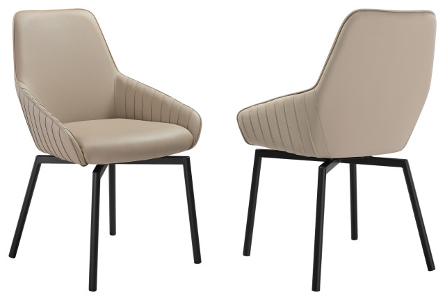 Shilo Swivel Upholstered Dining Chair in Faux Leather with Black Metal ...
