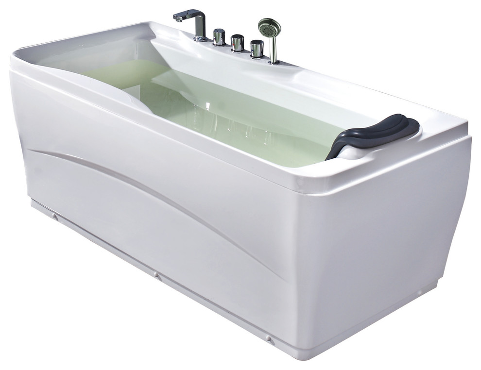 EAGO White Drain Acrylic 63" Soaking Tub with Fixtures - Contemporary ...