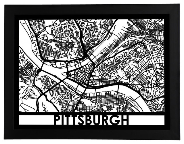 Pittsburgh Street Map - Contemporary - Prints And Posters - by Cut Maps ...
