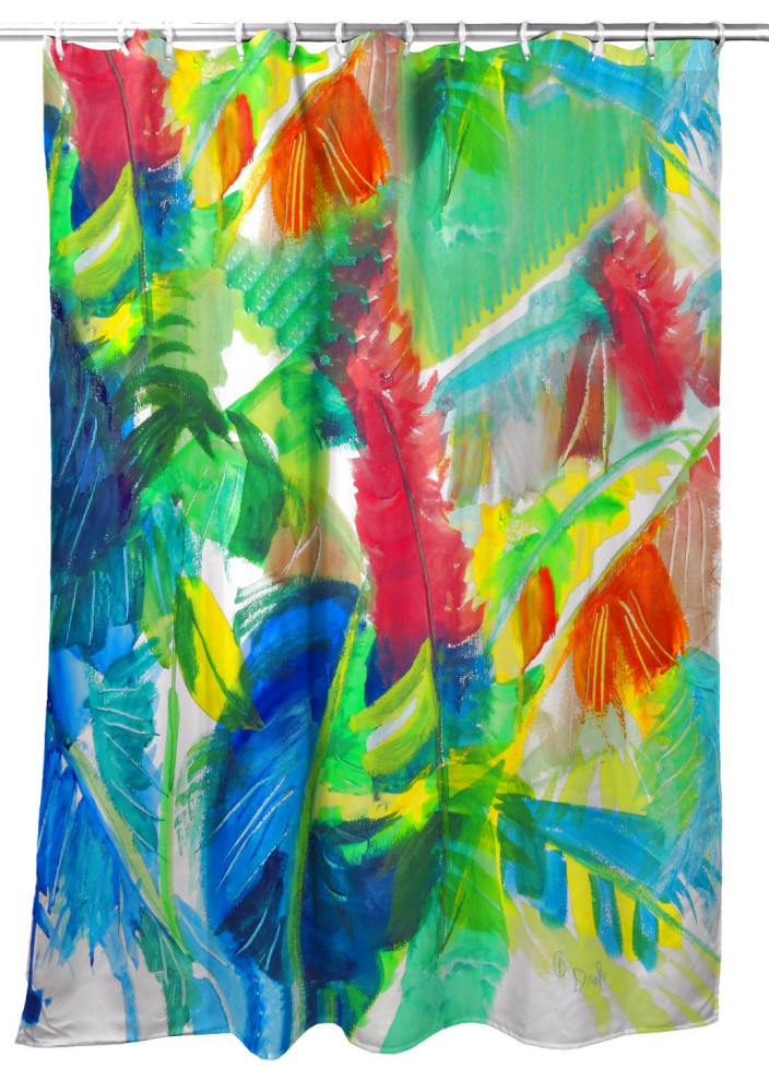 Betsy Drake Abstract Palms Shower Curtain 74 Inches Tropical