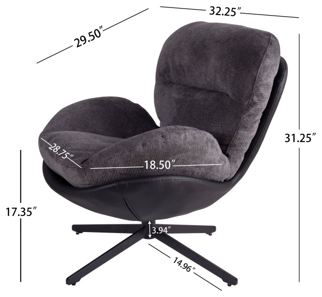 GDF Studio Modern 360 Swivel Accent Chair With Black Metal Base Frame ...