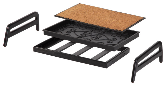Double-Tier Stand, 2-Pair Rubber Boot Tray - Midcentury - Shoe Storage ...