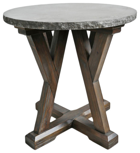 Round Stone Top Farm Side Table - Farmhouse - Side Tables And End ...