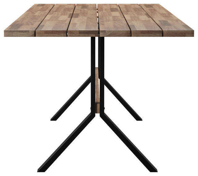 Acre Slatted Outdoor Dining Table - Industrial - Outdoor Dining Tables ...