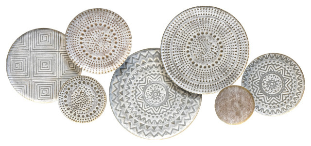 Layered Patterned Metal Plate Wall Decor - Farmhouse - Metal Wall Art ...