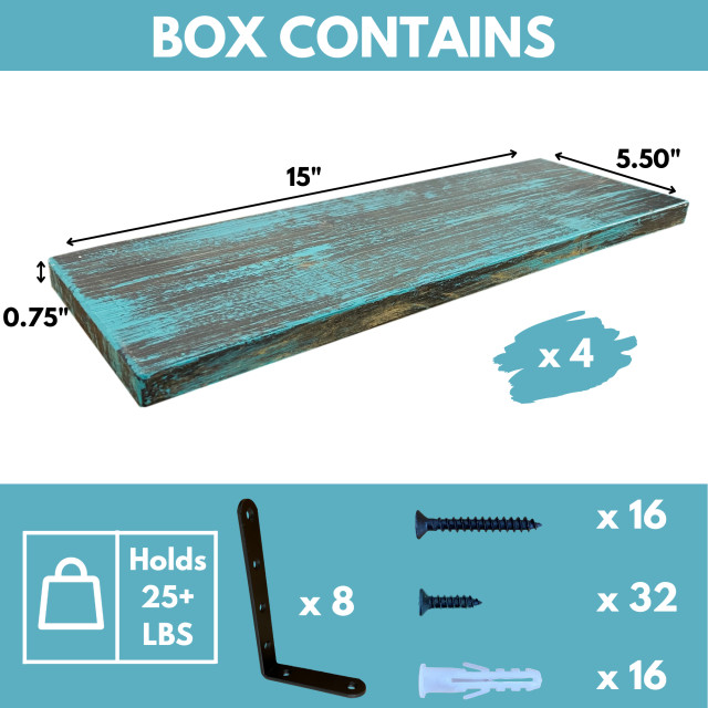 Barn Walls Floating Shelves - Set of Four - Farmhouse - Display And ...