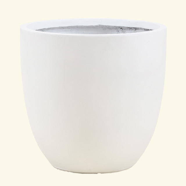 Round White Finish Planter, Small - Transitional - Outdoor Pots And ...