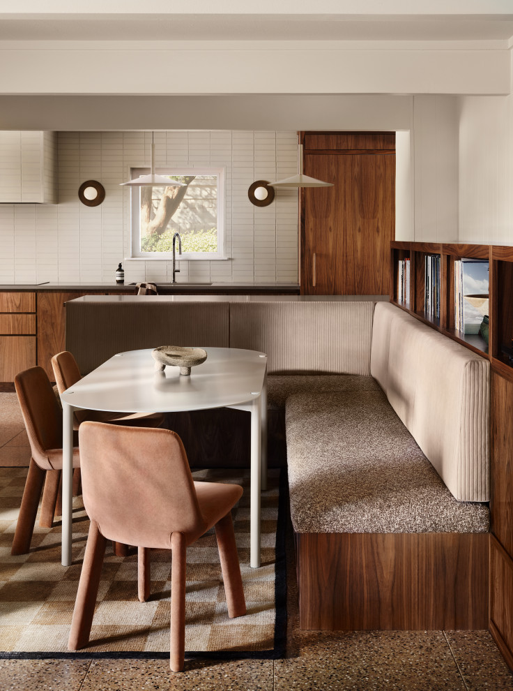Garza Interiors: Minimalist Midcentury Ivory Kitchen Backsplash ...