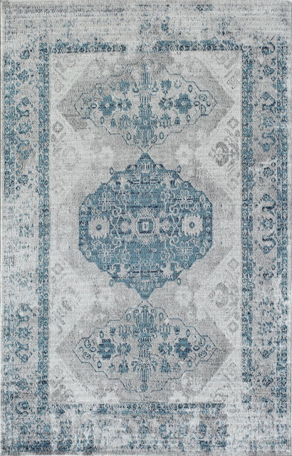 Rugs America Freida FY25A Blue Grey Farmhouse Area Rug, 5'x7 ...