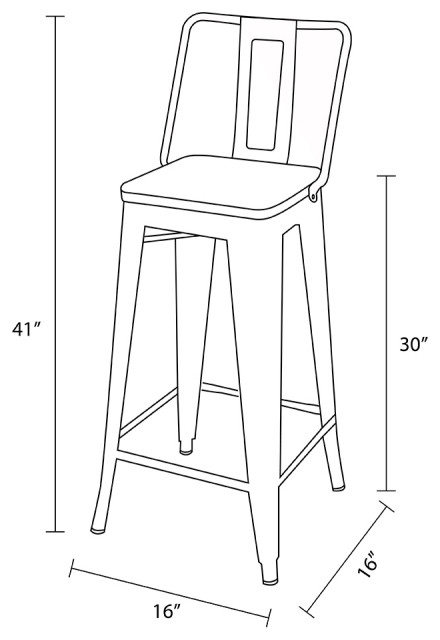 Black 30" High Back Metal Bar Stools Set of 8 - Industrial - Bar Stools ...
