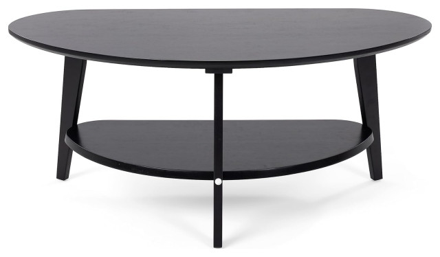 Unique Coffee Table, Curved Design With Double Layer Oval Top & Shelf ...