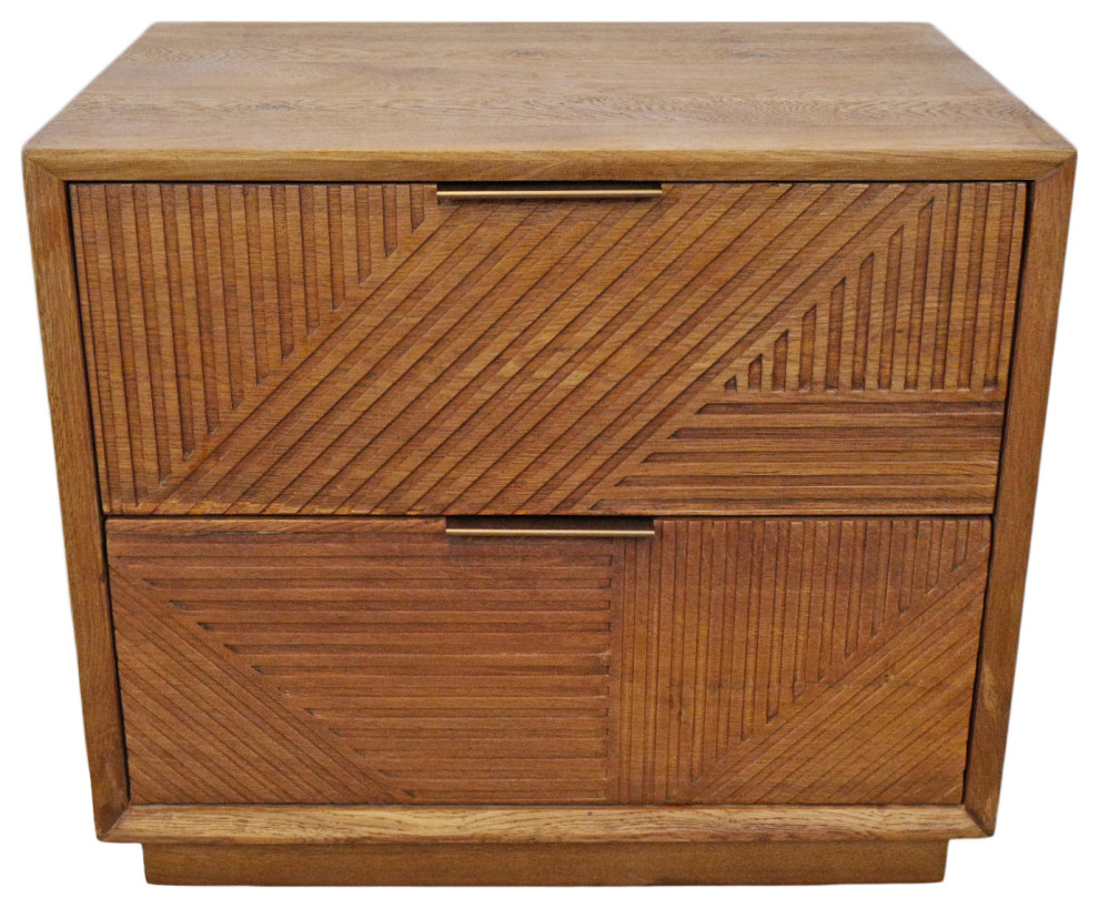 Modern Oak Lined Nightstand - Transitional - Nightstands And Bedside ...