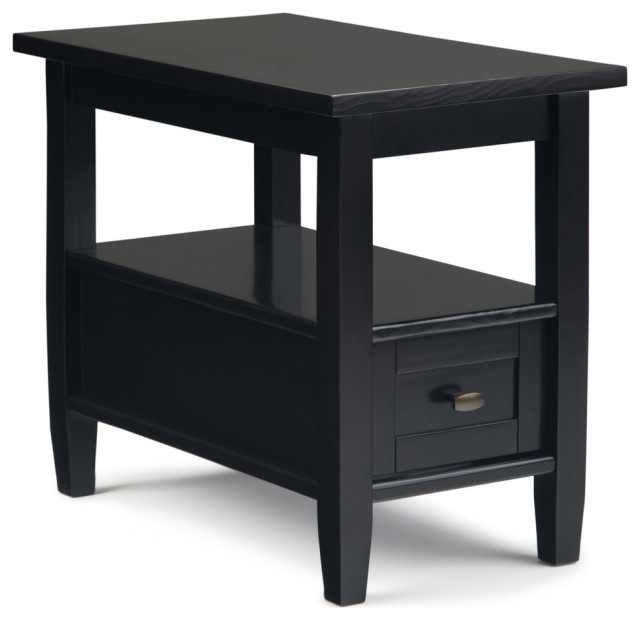 Warm Shaker Solid Wood 14" Rustic Narrow Side Table - Transitional ...