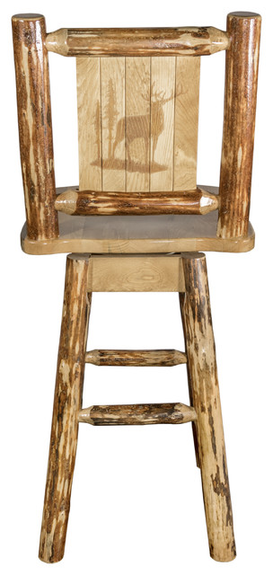 Glacier Country Counter Height Swivel Bar Stool With Laser Engraved Elk ...
