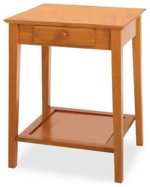 Pemberly Row Transitional Solid Wood Printer Stand in Honey Pine ...