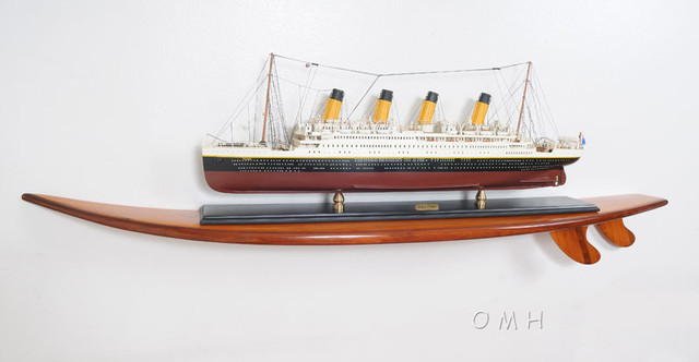 Half-Surfboard Shelf handmade wooden boat - Beach Style - Display And ...