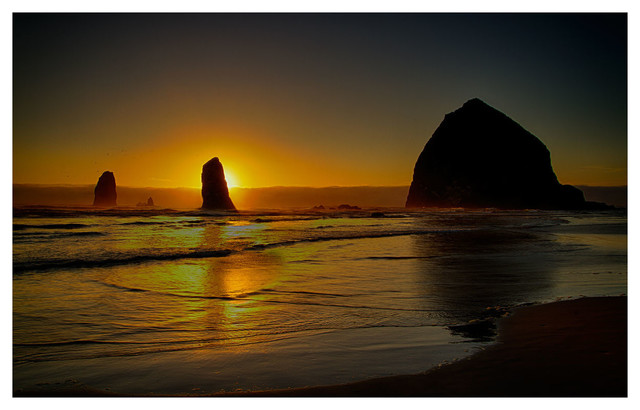 Nicholas Bielemeier Sunset At Haystack Rock Art Print, 24"x36" - Contemporary - Fine Art Prints ...