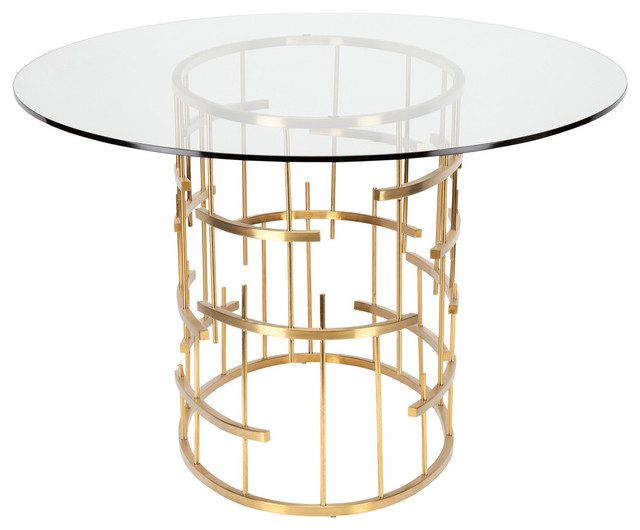 Oval Tiffany Dining Table With Gold Stainless Steel Base - Contemporary ...