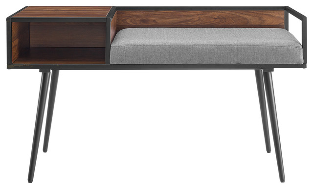 40" Modern Telephone Entry Bench, Gray - Midcentury - Accent And ...
