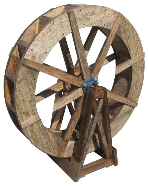 SamsGazebos Free-Standing Wooden Water Wheel, 30" Diameter, Pine ...