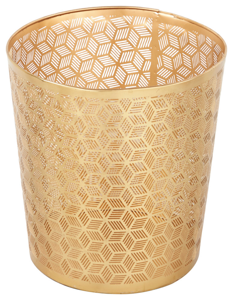 Glam Gold Metal Small Waste Bin 57416 - Contemporary - Wastebaskets ...