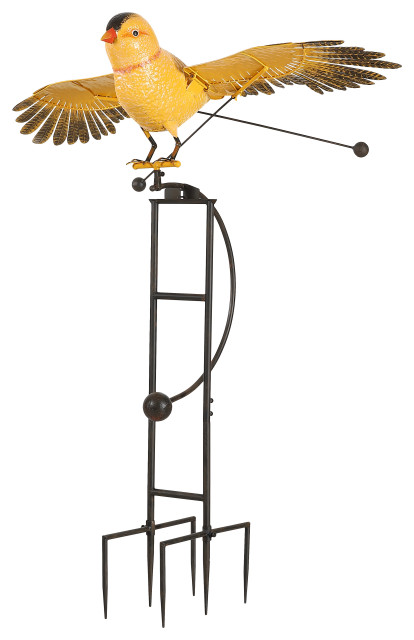 Big Metal Flying Goldfinch Rocker Garden Stake - Contemporary ...