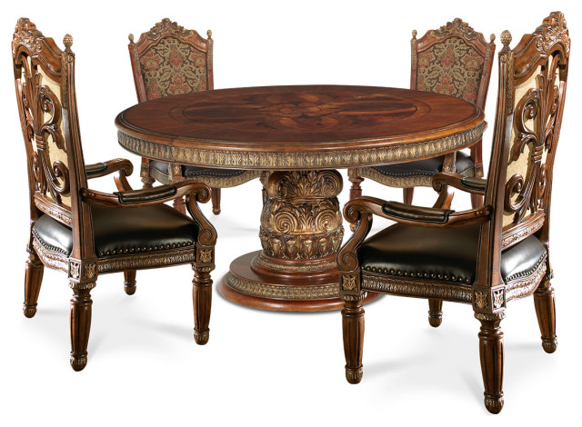 Villa Valencia 5-Piece Round Dining Room Set - Classic Chestnut - Victorian - Dining Sets - by ...