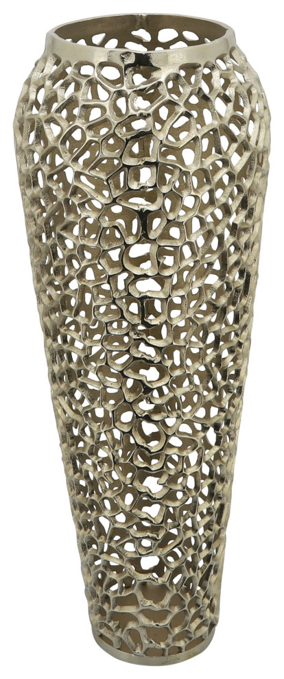 Metal, 33"h Cut-out Vase, Gold - Contemporary - Vases - by Beyond ...