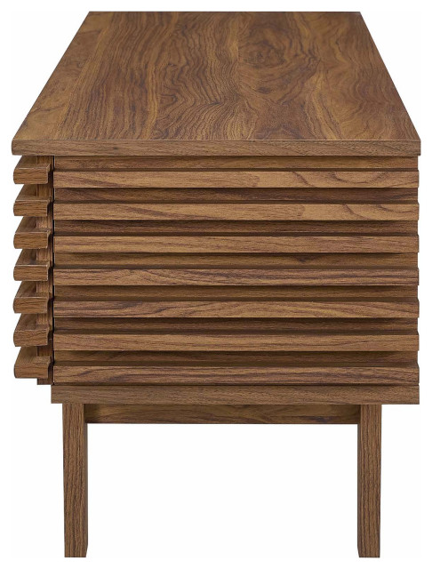 Modern Lounge Lobby Media TV Stand Storage Set, Wood, Natural Walnut ...