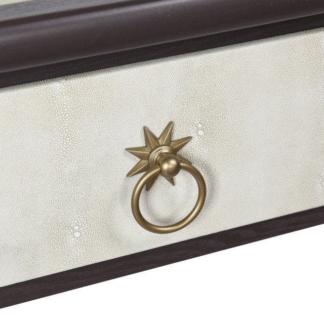 Dann Foley Console Table Ivory Faux Shagreen, Black Veneer Finish ...