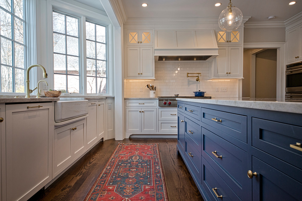Stunning Blue and White Kitchen Transformation - Transitional - Kitchen ...