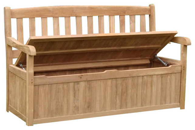 Set of 2, Devon Outdoor A Grade Teakwood Patio Teak Storage Bench, 5 ...