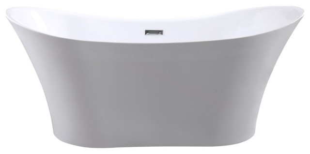 ARIEL 67" Acrylic Freestanding Bathtub Polished Chrome and Overflow ...